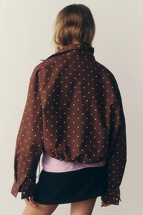 RAISONNEL Cotton Polka-dot Funnel-neck Jacket