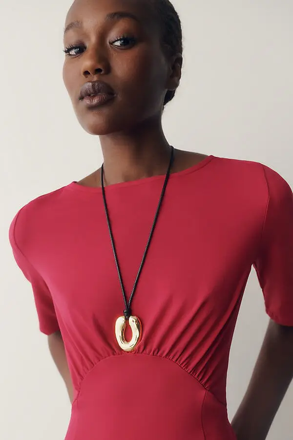 Maeve Ruched Boat-neck Top - Red