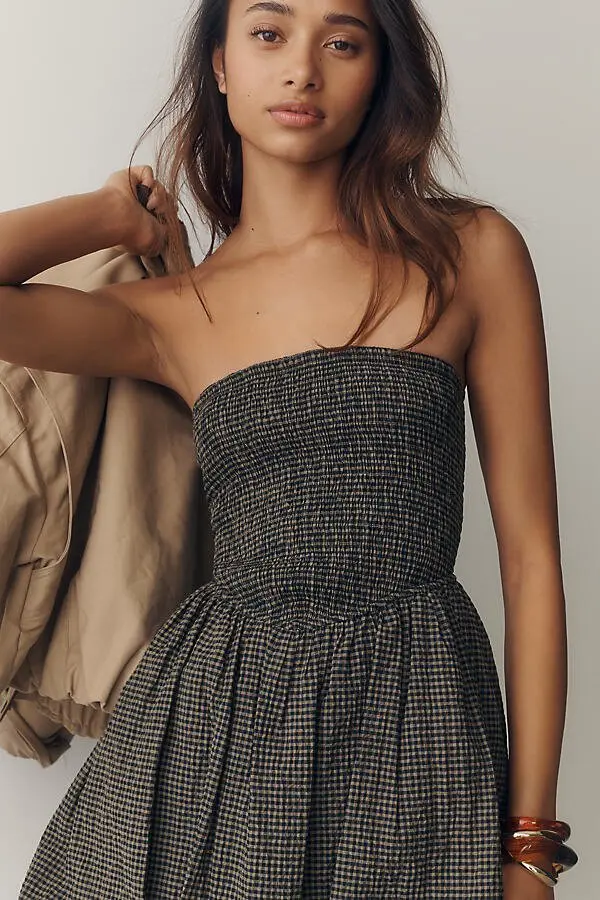 Anthropologie Strapless Bubble Dress - Green