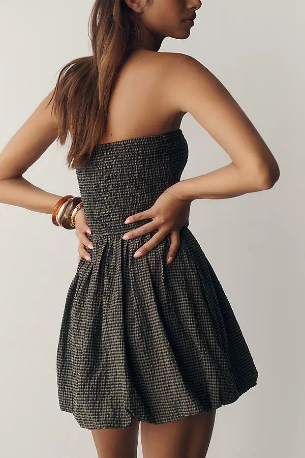 Anthropologie Strapless Bubble Dress - Green