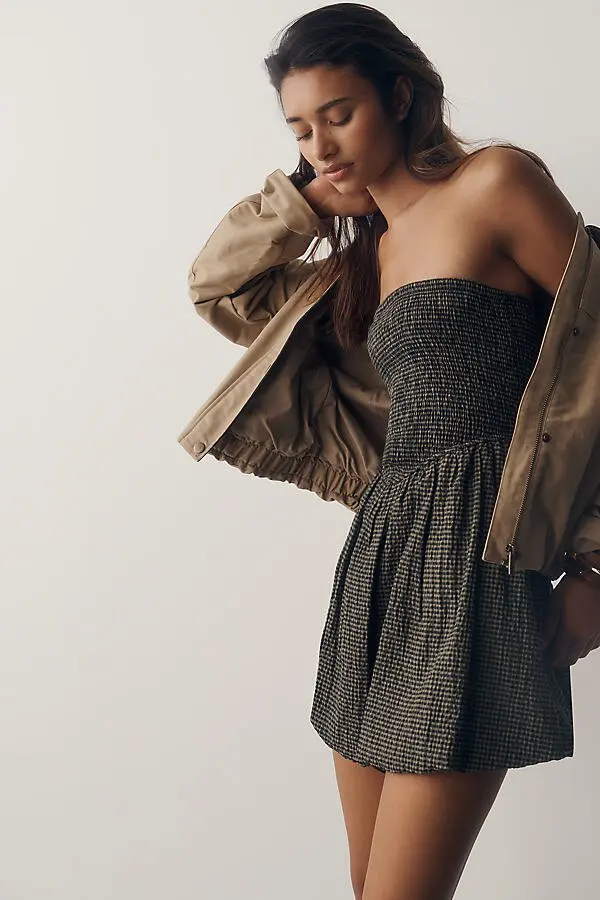 Anthropologie Strapless Bubble Dress - Green
