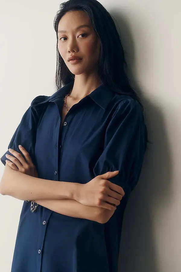 Maeve Cotton Puff-sleeve Shirtdress