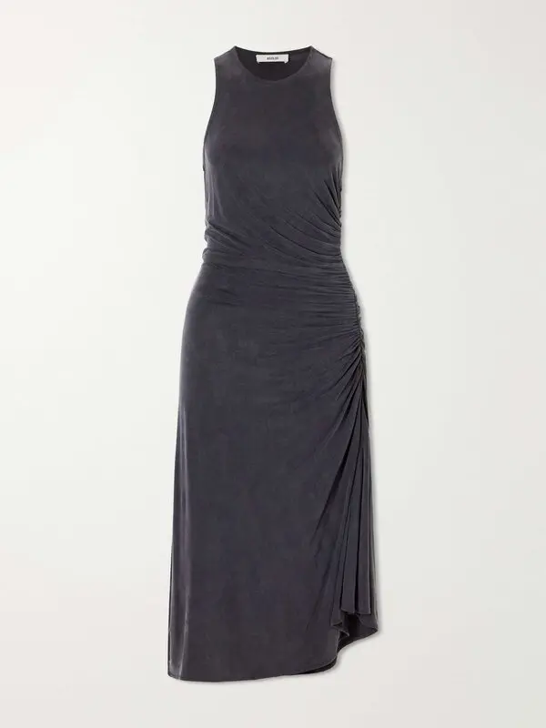 AGOLDE Ruched Stretch-jersey Midi Dress