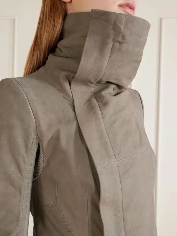 Rick Owens Virgin Wool-trimmed Suede Biker Jacket