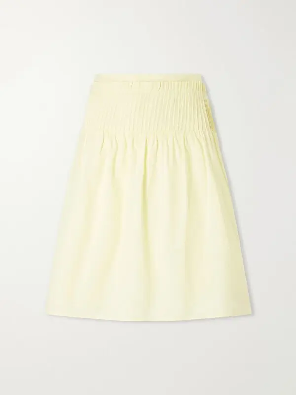 SIR. Rochelle Pintuck Cotton Midi Skirt - Yellow