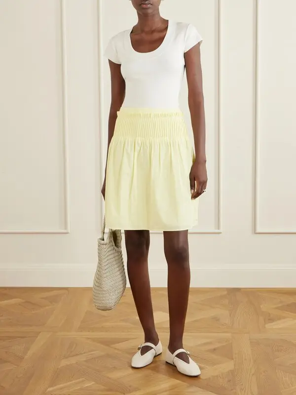 SIR. Rochelle Pintuck Cotton Midi Skirt - Yellow