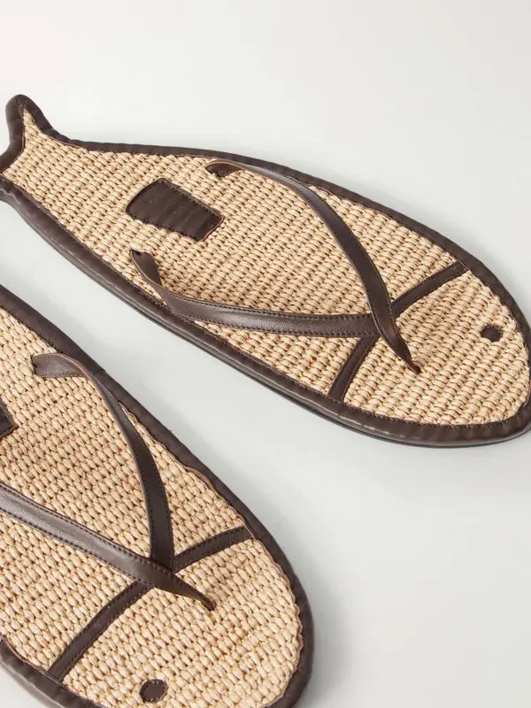 Staud Fish Leather And Raffia Sandals