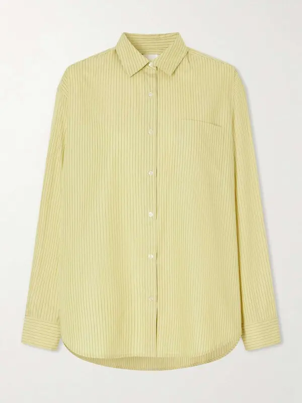 LESET Yoshi Striped Cotton And Lyocell-blend Poplin Shirt - Yellow