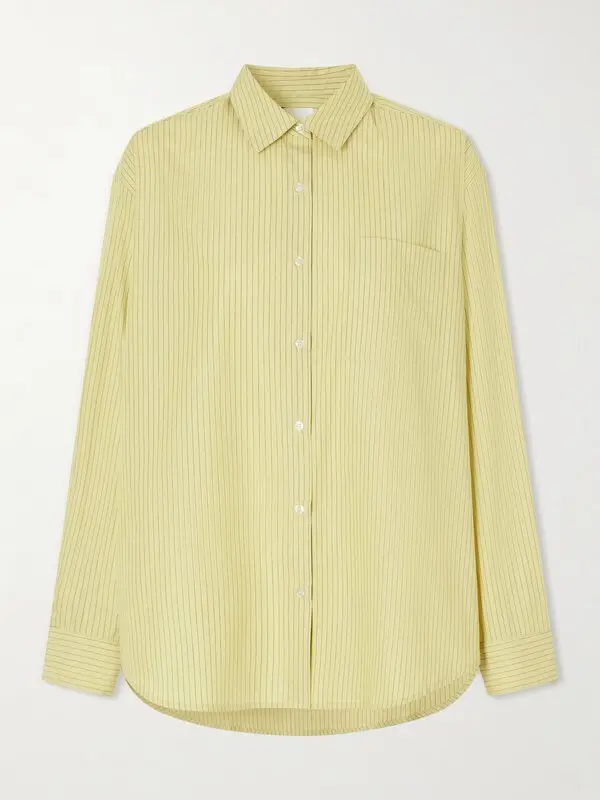 LESET Yoshi Striped Cotton And Lyocell-blend Poplin Shirt - Yellow
