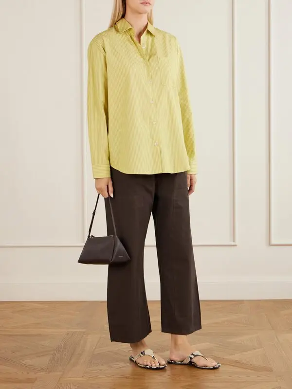 LESET Yoshi Striped Cotton And Lyocell-blend Poplin Shirt - Yellow