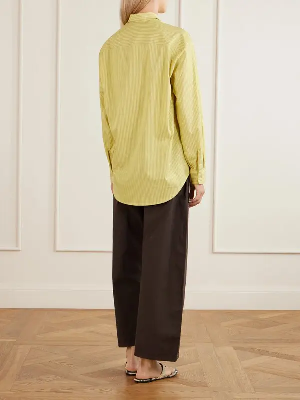LESET Yoshi Striped Cotton And Lyocell-blend Poplin Shirt - Yellow