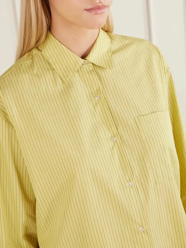 LESET Yoshi Striped Cotton And Lyocell-blend Poplin Shirt - Yellow