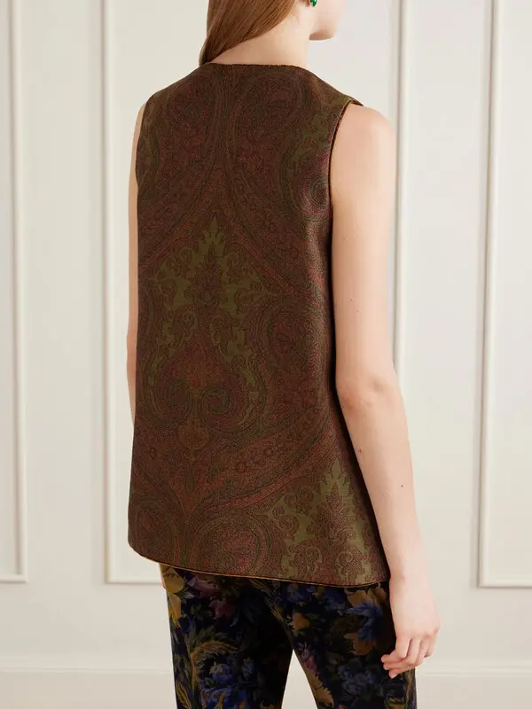 Etro Paisley Jacquard Crepe Vest - Green