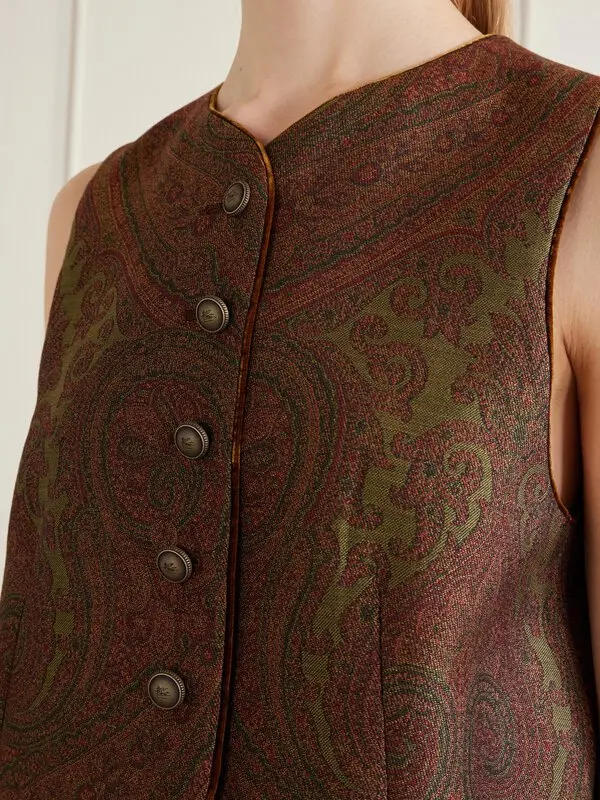 Etro Paisley Jacquard Crepe Vest - Green