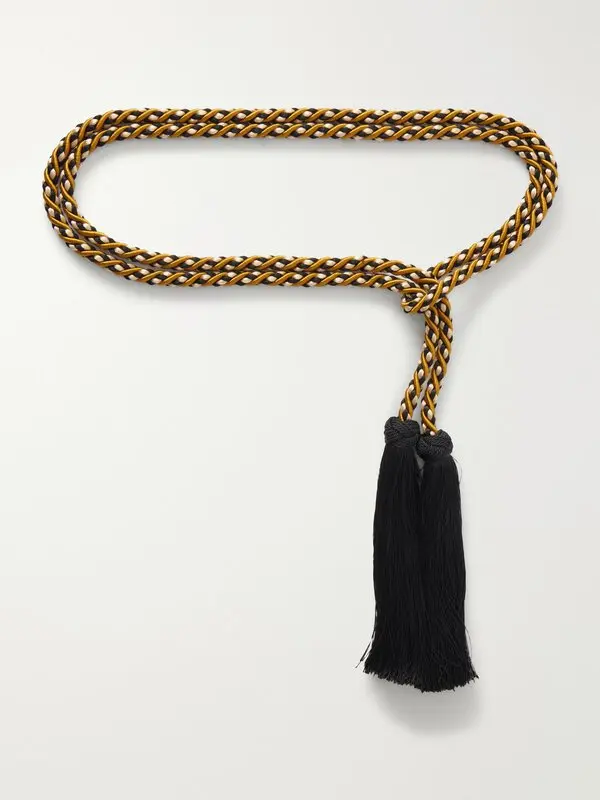 Le Sundial Palais Tasseled Braided Cord Belt - Black