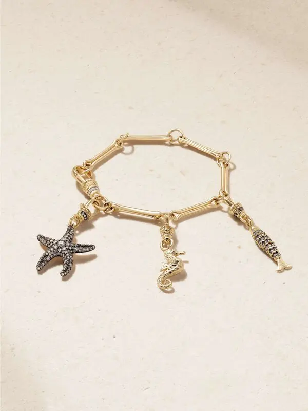 LUCY DELIUS Show Your Bones 14-karat Rhodium-plated Diamond Bracelet - Gold