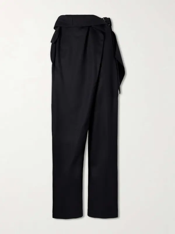 JW Anderson Ruffled Belted Wool Wide-leg Pants