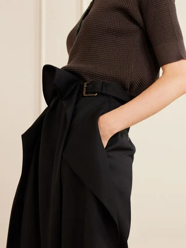 JW Anderson Ruffled Belted Wool Wide-leg Pants