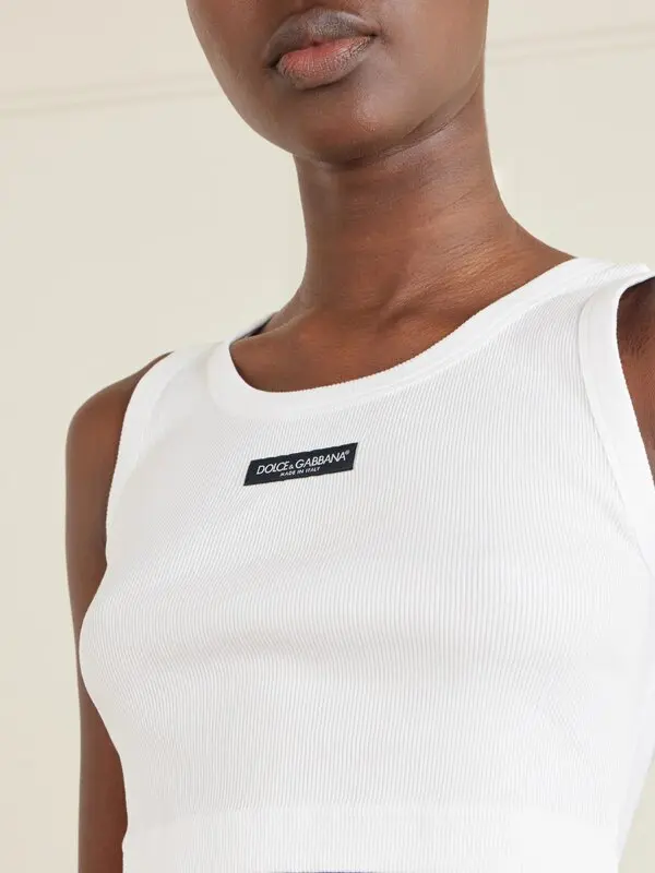 Dolce & Gabbana Ribbed Cotton-jersey Cropped Tank With Appliqu