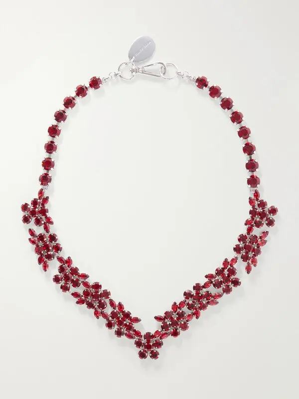 Simone Rocha Silver-tone Crystal Necklace - Red