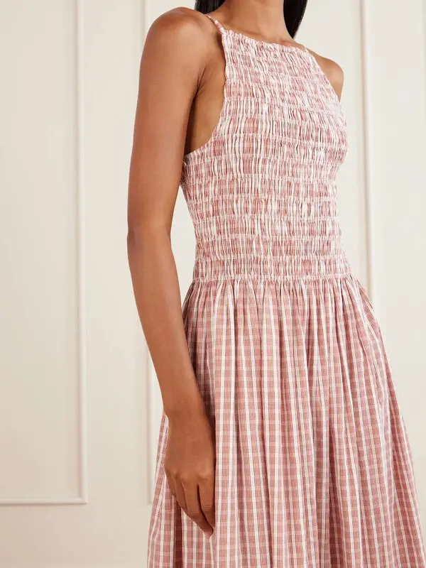 Faithfull The Brand Laia Checked Cotton Maxi Dress