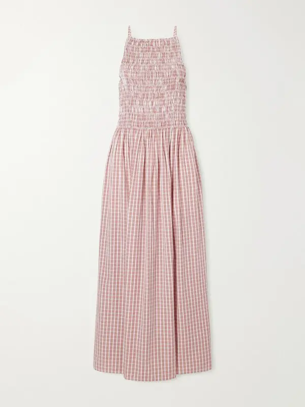 Faithfull The Brand Laia Checked Cotton Maxi Dress - Red
