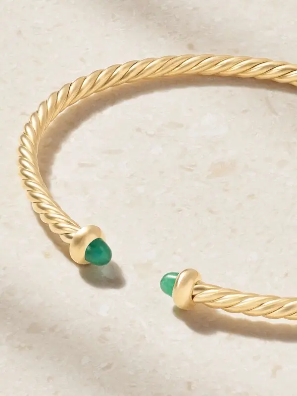 David Yurman Micro Cablespira Flex 18-karat Emerald Bangle