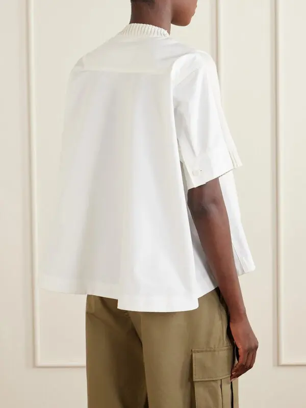 Sacai Layered Cotton And Cashmere-blend T-shirt With Shell Trim