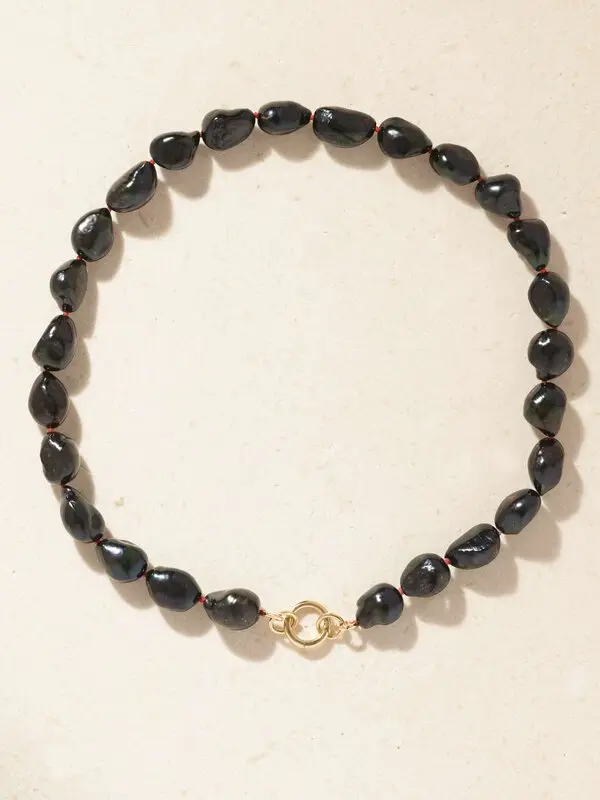 LUCY DELIUS 14-karat Gold Pearl Beaded Necklace - Black