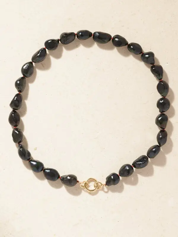 LUCY DELIUS 14-karat Gold Pearl Beaded Necklace - Black