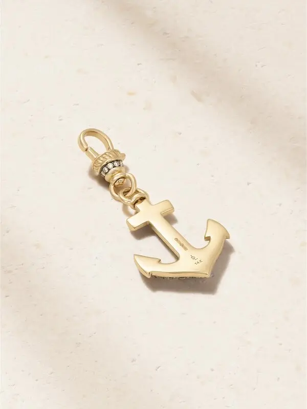 LUCY DELIUS 14 Karat Rhodium-plated Diamond Anchor Pendant