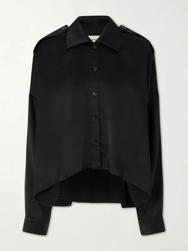 Khaite Bodine Silk-satin Shirt - Black