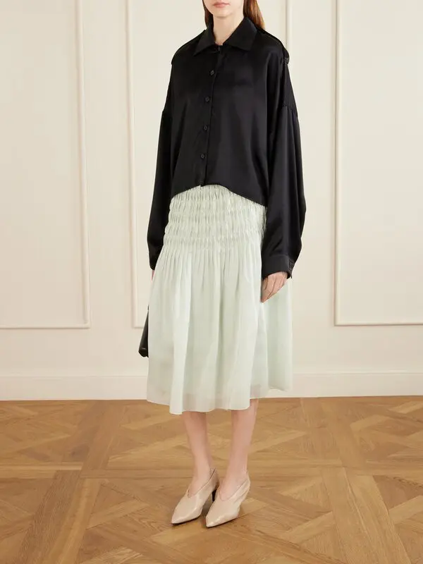 Khaite Bodine Silk-satin Shirt - Black