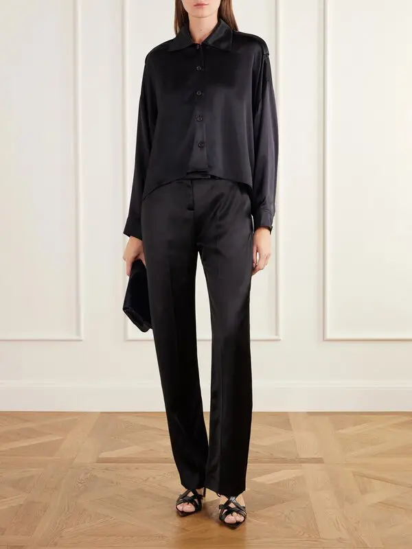 Khaite Bodine Silk-satin Shirt - Black