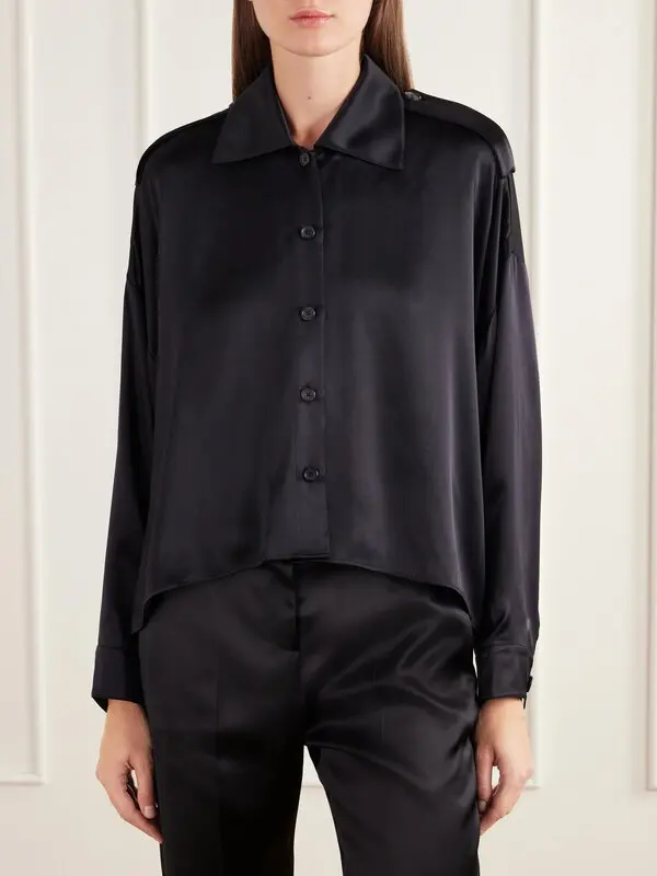 Khaite Bodine Silk-satin Shirt - Black