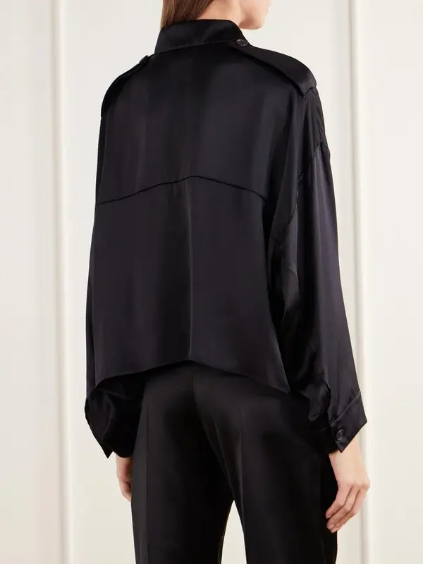 Khaite Bodine Silk-satin Shirt - Black