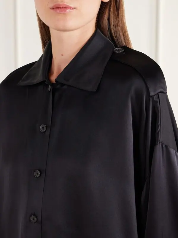 Khaite Bodine Silk-satin Shirt - Black