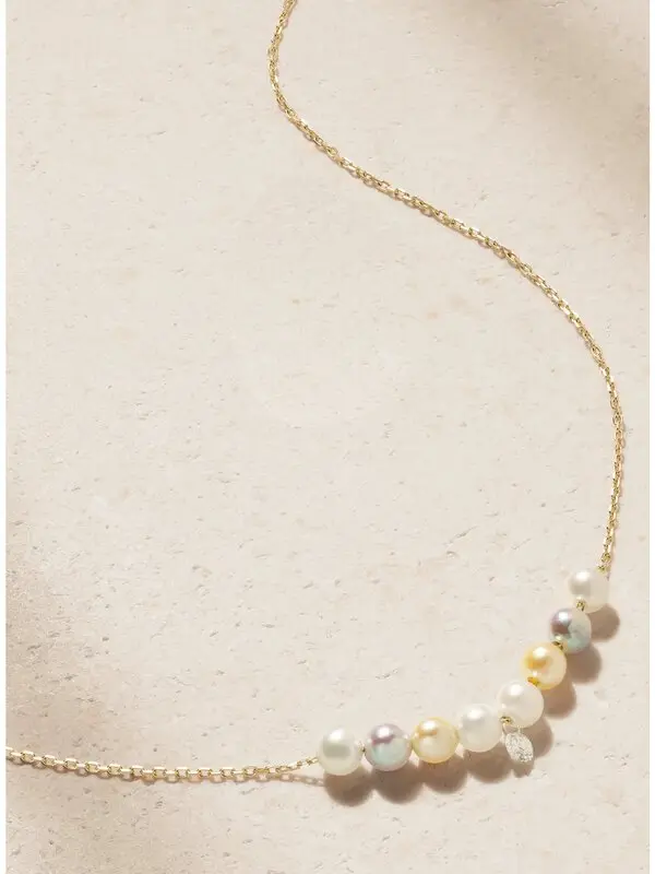 Mizuki 14k Pearl And Diamond Necklace - Gold