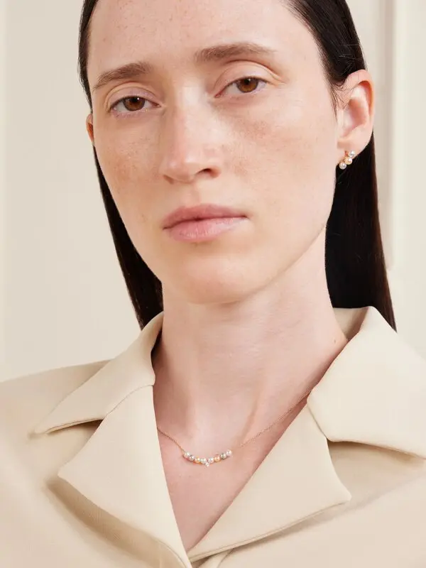Mizuki 14k Pearl And Diamond Necklace