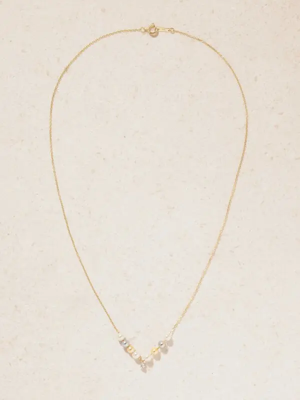 Mizuki 14k Pearl And Diamond Necklace