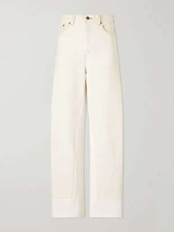 B Sides Reworked Culotte Distressed Wide-leg Jeans - White