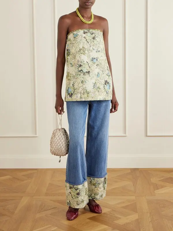 ALEMAIS Whitney Strapless Floral-jacquard Bustier Top - Multi