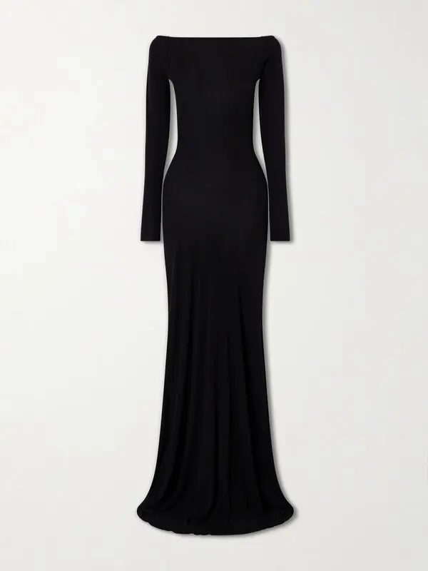 Alex Perry Open-back Jersey Gown - Black