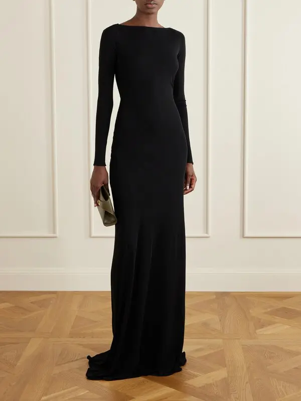 Alex Perry Open-back Jersey Gown - Black