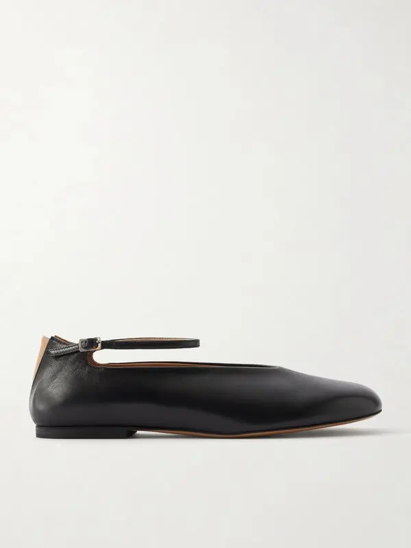 JIL SANDER Elysse Leather Ballet Flats - Black