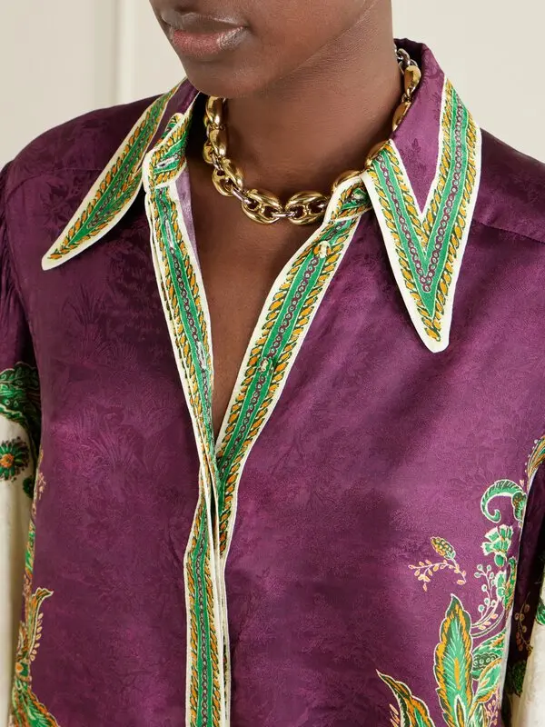 ALEMAIS Ruthie Floral-print Satin-jacquard Shirt