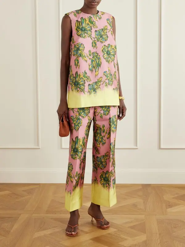 ALEMAIS Faye Floral-print Twill Wide-leg Pants - Pink