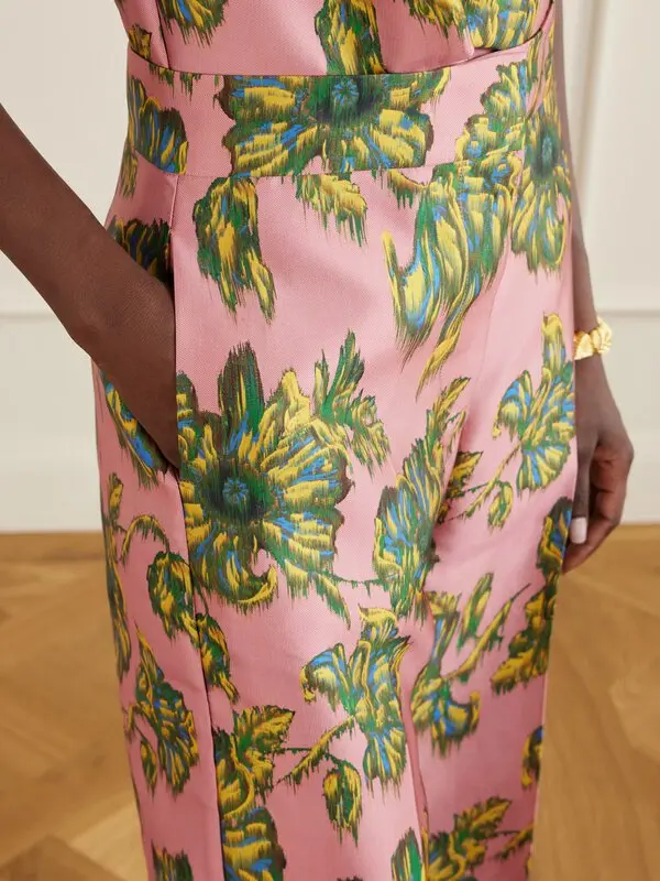 ALEMAIS Faye Floral-print Twill Wide-leg Pants - Pink
