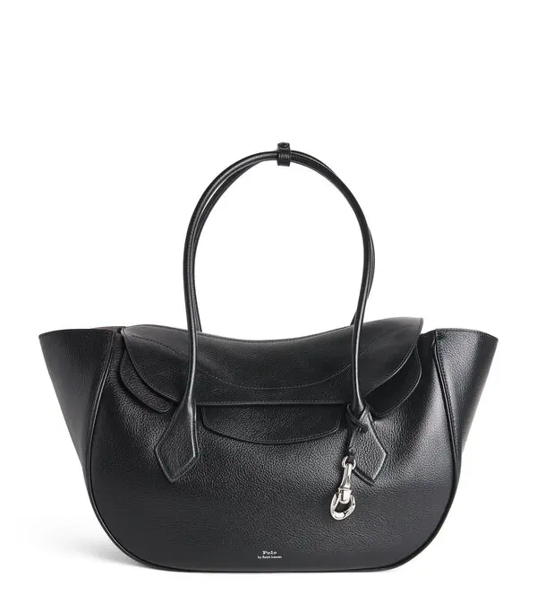 Polo Ralph Lauren Large Leather Shoulder Bag - Black