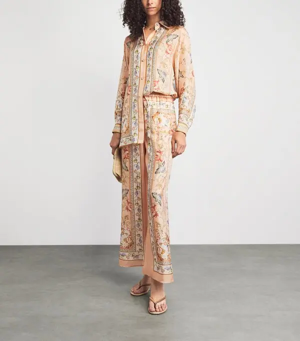Zimmermann Silk Roselight Drawstring Trousers